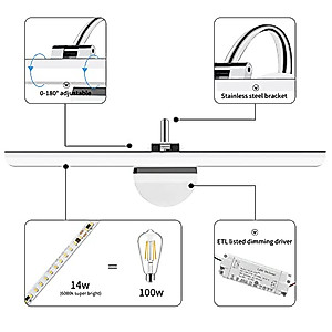 OKELI Dimmable Bathroom Light Fixtures LED Modern 23.6IN 14W Bathroom Vanity Light Chrome Stainless Steel 180°Rotatable Vanity Light Bar for Bathroom 6000K Cool White ETL Listed