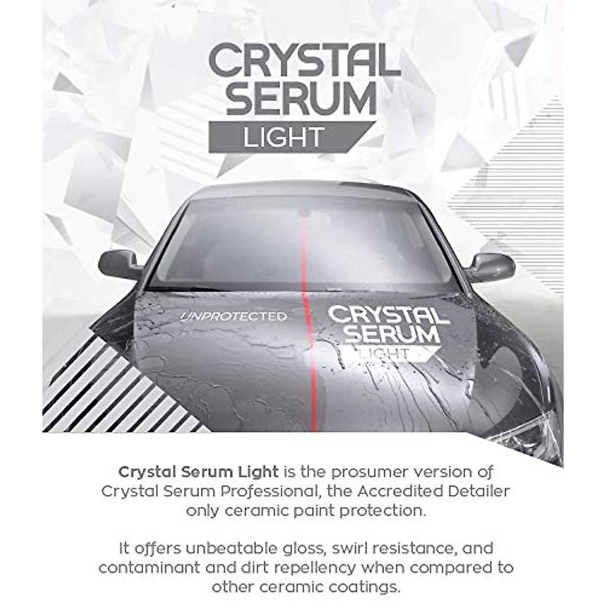 Gtechniq Crystal Serum Light 50ml - Automotive Paint Protection - Beautiful, Durable Gloss, High End Performance Beading, Swirl Mark and Chemical Resistance, Reduces Surface Hazing - Easy to Apply