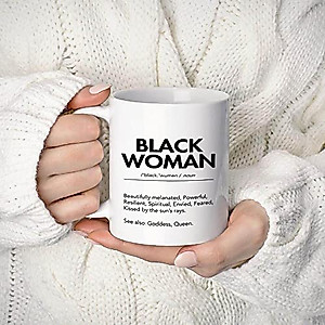 OGILRE Black Woman Definition Inspirational Quotes Girl Ceramic Double Side Printed Mug Cup,Modern African American Woman Art Coffee Milk Tea Mug Cup,Gifts For Black Girls Women - 11 oz