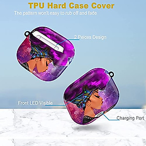 Airpods 3rd Generation Case (Not Fit Pro) - Wonjury Afro African American Protective Hard Airpods 3 Case Cover Women Girls with Keychain for Apple Airpod Gen 3 (2021) Charging Case, Hair Girl