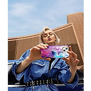 Hocase for iPhone 14 Plus Case, (with Built-in Screen Protector) Shockproof Slim Soft TPU+Hard Plastic Full Body Protective Case for iPhone 14 Plus (6.7" Display) 2022 - Watercolor Marble