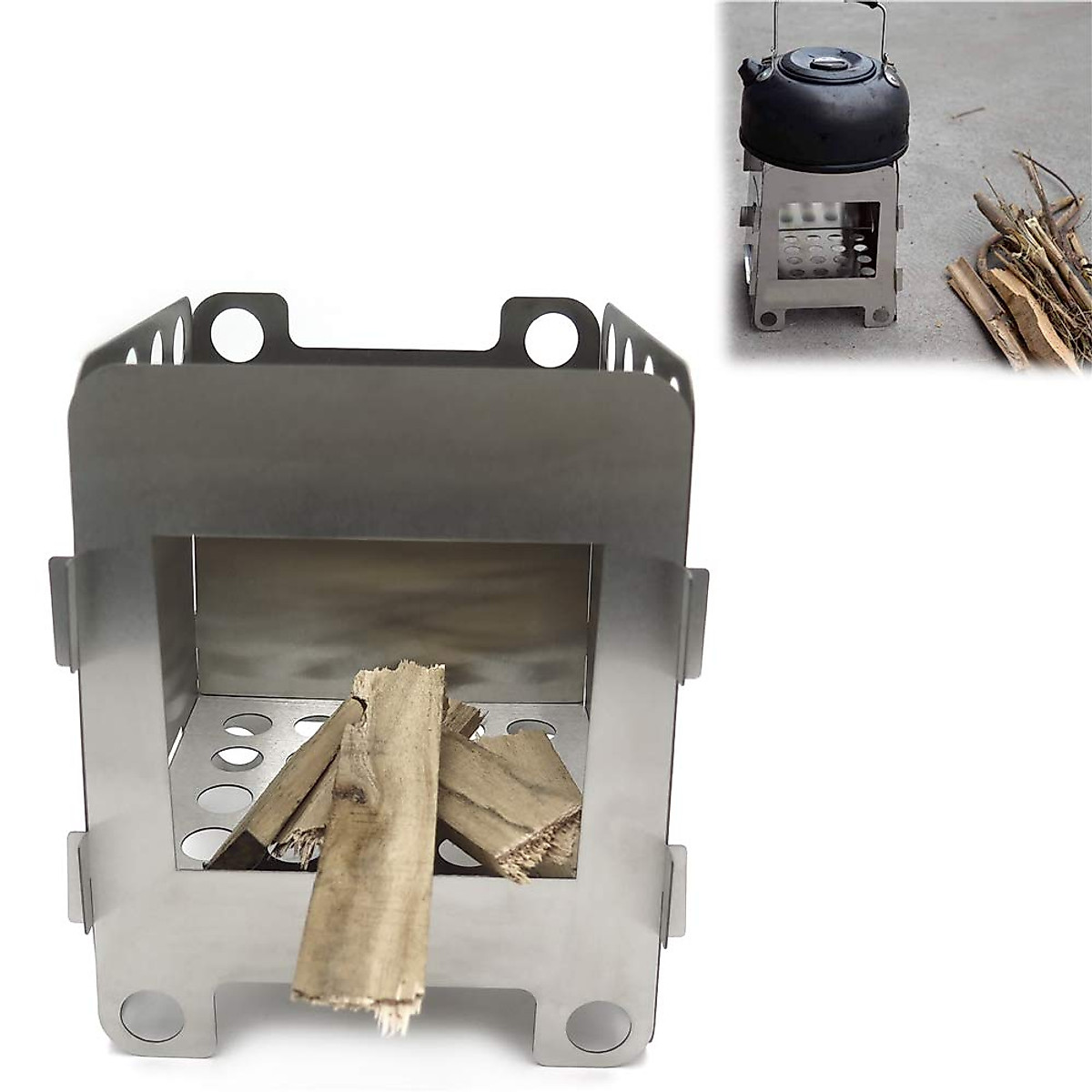 HTTMT- ET-Cook002-L- Folding Wood Stove Pocket Alcohol Stove Outdoor Cooking Camping Backpacking