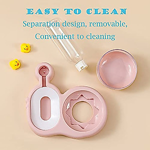 JiangYanus Raised Cat Bowls, 15° Tilted Puppy Cat Food and Water Bowl Set with Automatic Water Dispenser Bottle Cat Dish for Cat Small Medium Dogs (Blue)