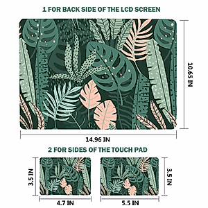 AIMSA Laptop Skin Sticker Decal, 12 13 13.3 14 15 15.4 15.6 inch Laptop Art Decal Protector Notebook Netbook PC 15.6" Universal Vinyl Cover, Pink Green Leaves