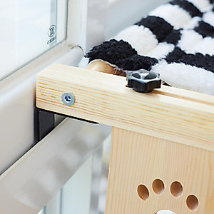 JTL-ADMCW Cat Sill Window Perch Hammock Sturdy Solid Wood Frame for Large Cats Easy to Assemble&Adjust Bed Windowsill, Bedside, Drawer and Cabinet(Chessboard Plush) Black/White