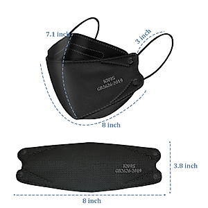 akgk KN95 Face Masks 50 Pack, Individually Wrapped, 5-Ply Disposable Black Face Mask Against PM 2.5 Smoke and Dust