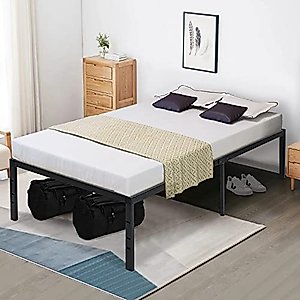 Rottnen Twin Metal Platform Bed Frame, Heavy Duty Steel Slat/Easy Assembly/No Box Spring Needed，14 Inches High Bed Frame with Ample Storage, Sturdy and Noise-Free, Black