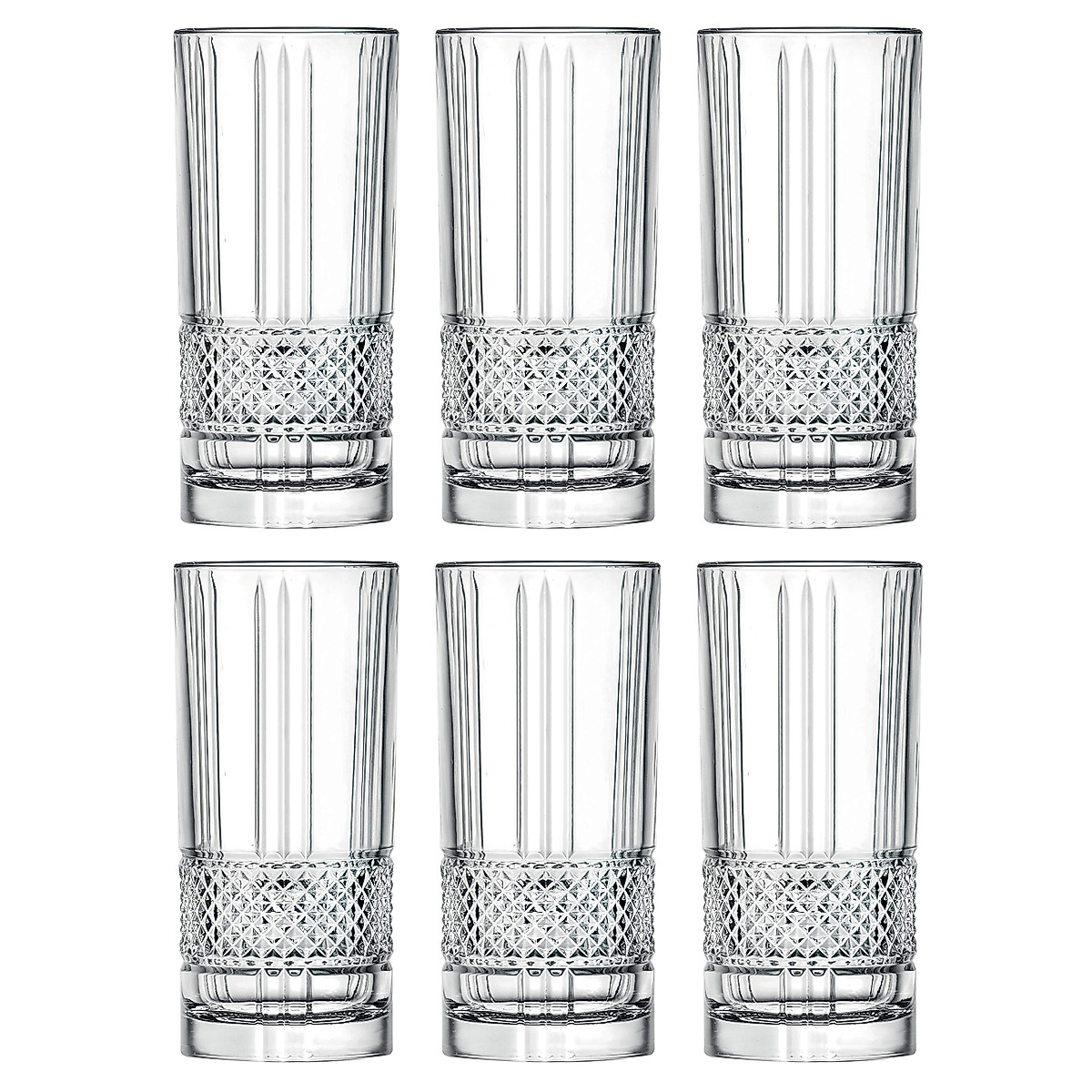Barski Highball - Glass - Set of 6 - Hiball Glasses - Glass Crystal - Beautiful Designed - Drinking Tumblers - for Water, Juice, Wine, Beer and Cocktails - 13 oz Made in Europe