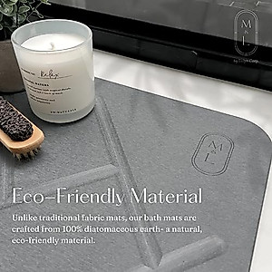 M&L Premium Stone Bath Mat Large - Double Sided, Non-Slip Fast-Drying Mat for Kitchen Counter, Tub & Bathroom Floor - Super Absorbent Diatomaceous Earth Shower Mat - Home Decor & Modern Accessories