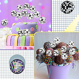 20 Pieces Disco Ball Cake Toppers Silver Disco Ball Cake Decoration Disco Ball Centerpiece Decor 70s Disco Theme Cake Decoration for Birthday Disco Theme 70s Party Supplies