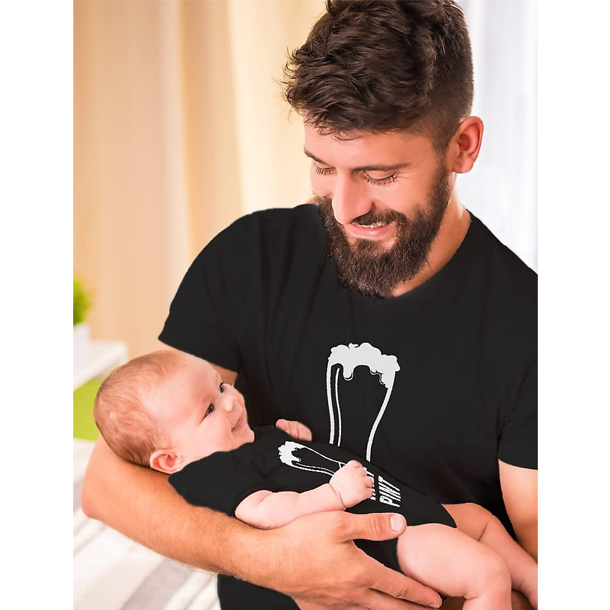 Tstars Pint & Half Pint Funny Father and Son Matching Shirts Gifts for Dads Fathers Day Dad Shirt and Baby Bodysuit Dad Black Large/Baby Black 6M (3-6M)