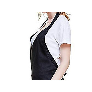 losofar Unisex Black Kitchen Chef V-neck Apron Adjustable Neck Straps Durable BBQ Cooking Works Aprons with Pockets (black)