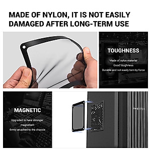 Dust Filter PC 120mm for Computer Cooler Fan/PSU/Routers Nylon 80 Mesh, Magnetic Frame PC Fan Dust Mesh PC Cooler Filter Dustproof Computer Fan Grills (Nylon, 120 * 120mm, 2pcs, Black)