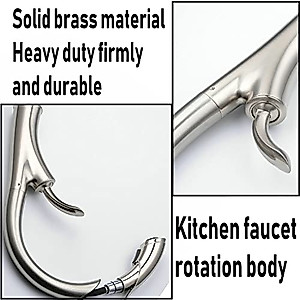 Leekayer Single Handle Lever Kitchen Faucet 360° Swivel Brushed Nickel Pull Out 1 Hole Mount Contemporary Dual Water Mode(Sprayer and Stream) Solid Brass Kitchen Sink Mixer Commercial