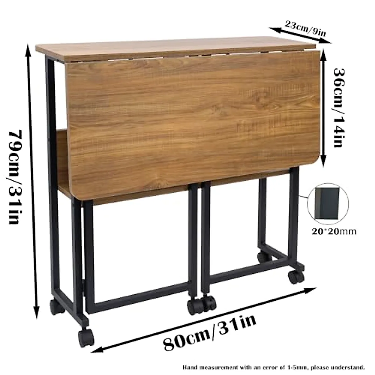 Multifunctional Foldable Desk, 80×59×79, Computer Desk Suitable for Small Spaces, Computer Desk with Adjustable Desktop Size and Foot Pads, Oak Color