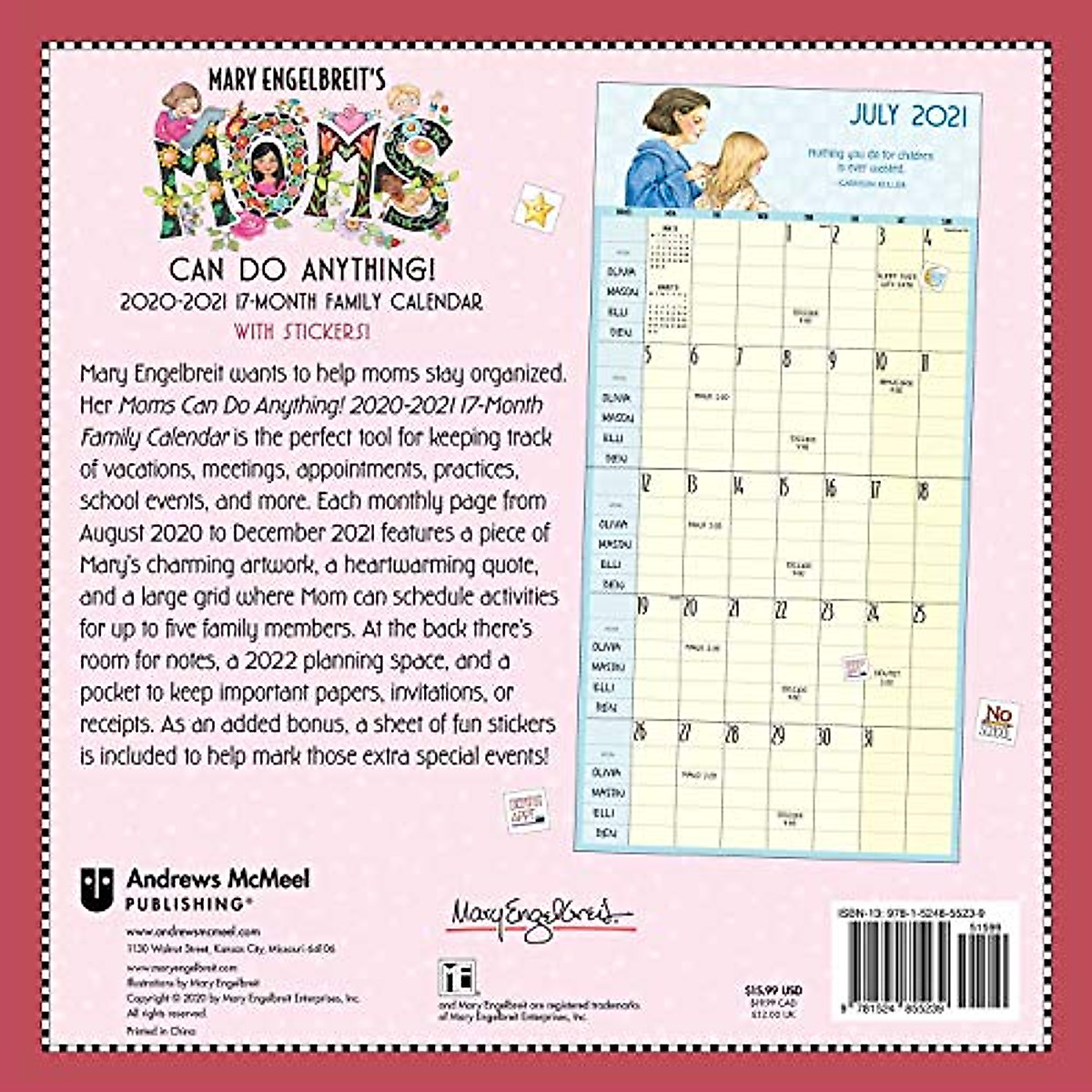 Mary Engelbreit Moms Can Do Anything! 17-Month 2020-2021 Family Wall Calendar