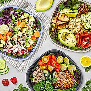 Bentgo® Prep - 1-Compartment Bowls with Custom Fit Lids - Reusable, Microwaveable, Durable BPA-Free, Freezer and Dishwasher Safe Meal Prep Food Storage Containers - 10 Bowls & 10 Lids (Periwinkle)