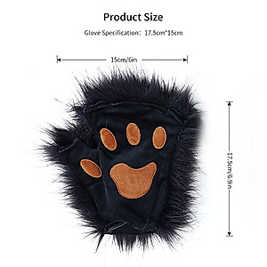 HAOAN Wolf Fox Tail Clip Ears and Gloves Set Halloween Christmas Fancy Party Costume Toys Gift for Women and Man Gray