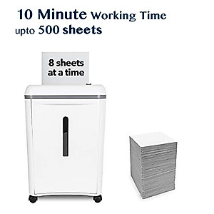 WOLVERINE 8-Sheet Super Micro Cut High Security Level P-5 Ultra Quiet Paper/Credit Card Home Office Shredder with 4.5 gallons Pullout Waste Bin SD9101 (White)