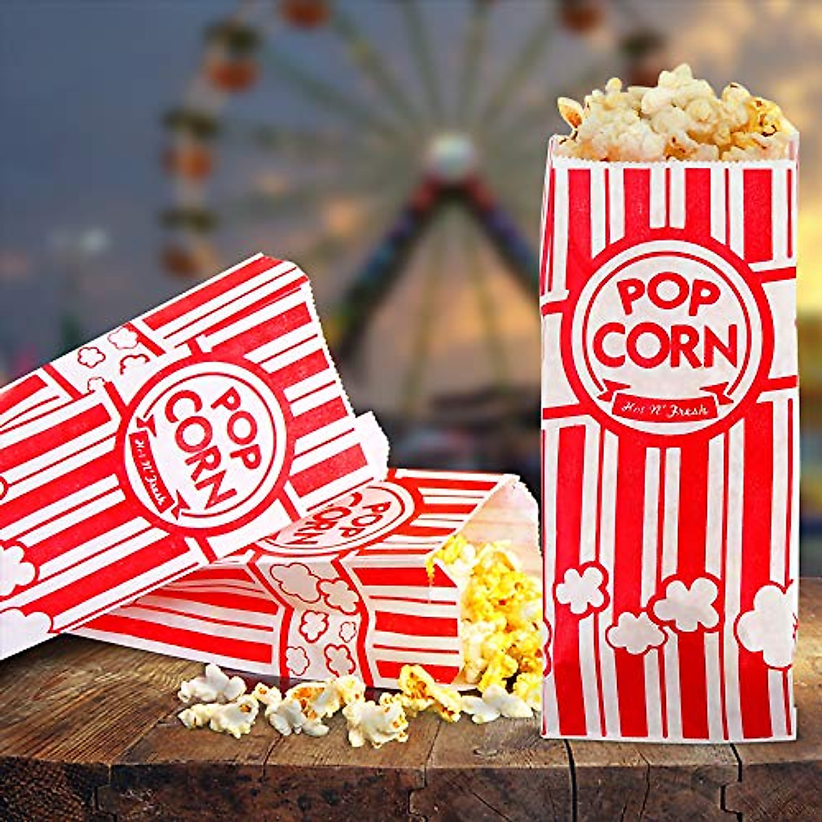 400 Popcorn Bags 1 Once - Perfect Size for Theater, Movies, Birthday Parties Celebration - Great Carnival Light Snacking Bags - Popcorn Bags for Party - Sturdy Paper Bags. (400)