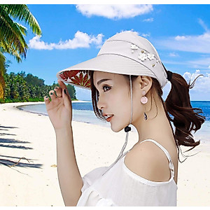 HINDAWI Sun Hats for Women Wide Brim Sun Hat UV Protection Caps Floppy Beach Packable Visor (Grey)