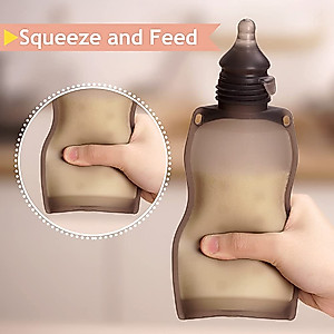 haakaa Baby Bottles Reusable Baby Food Pouches Squeezable Yummy Pouch for Milk/Juices/Purees, 260ml Squeeze & Feed Bag for Breastfeeding, Freezer Safe, Variable Flow Teat, 6M+
