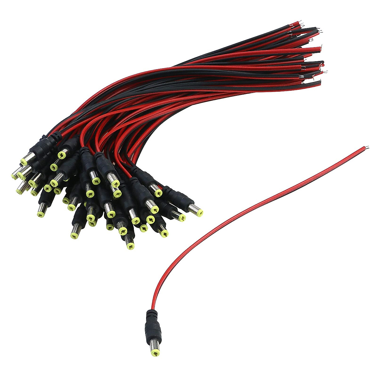 Antrader 50pcs Male DC Power Pigtail Cable Adapter Connectors for CCTV Surveillance Video LED Lighting