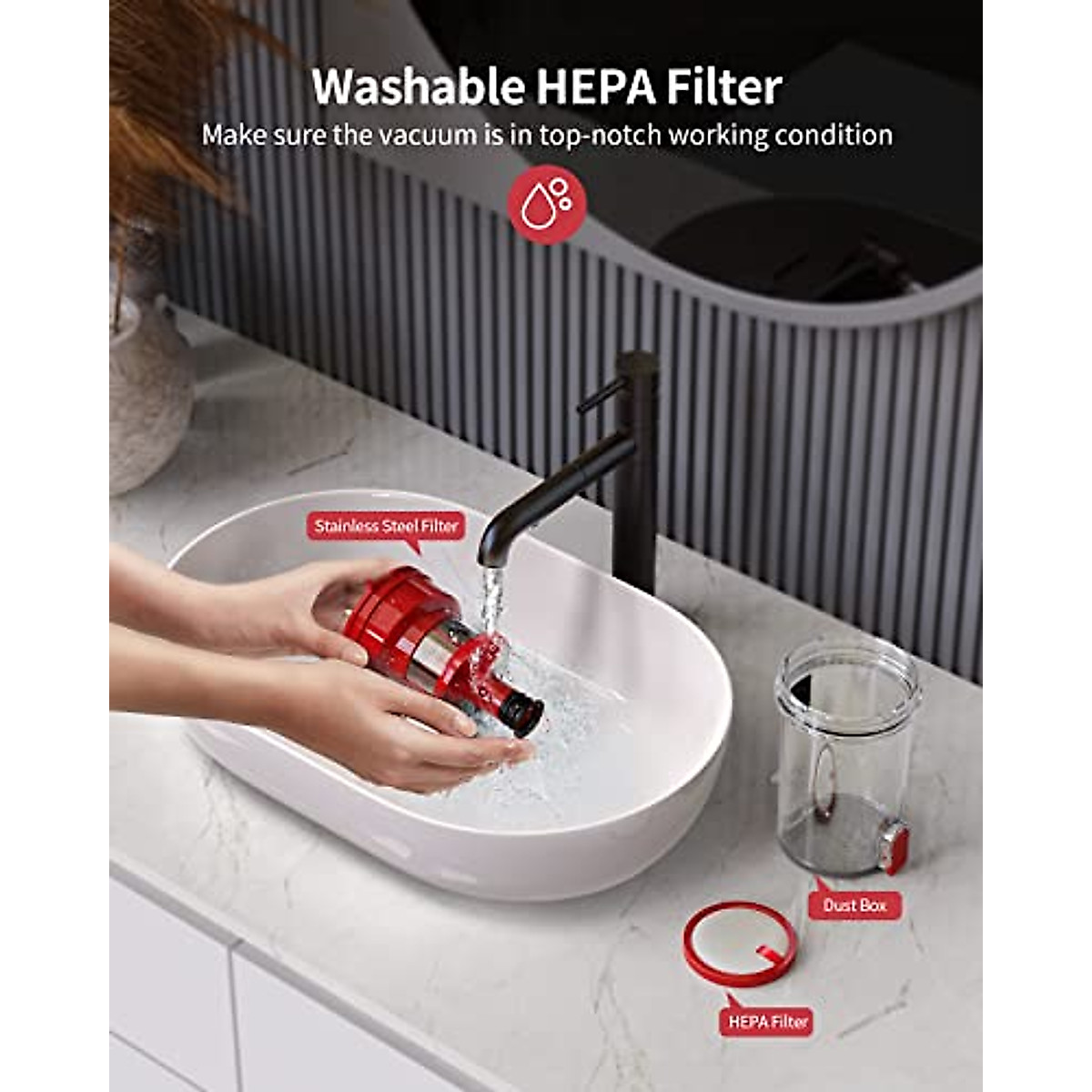 BuTure Cordless Vacuum Cleaner, Powerful Stick Vacuum with 380W 30KPa, 35min Runtime Lightweight Vacuum Cleaners with Telescopic Tube and Detachable Battery Handheld Vacuum for Carpet/Floor/Pet/Stair