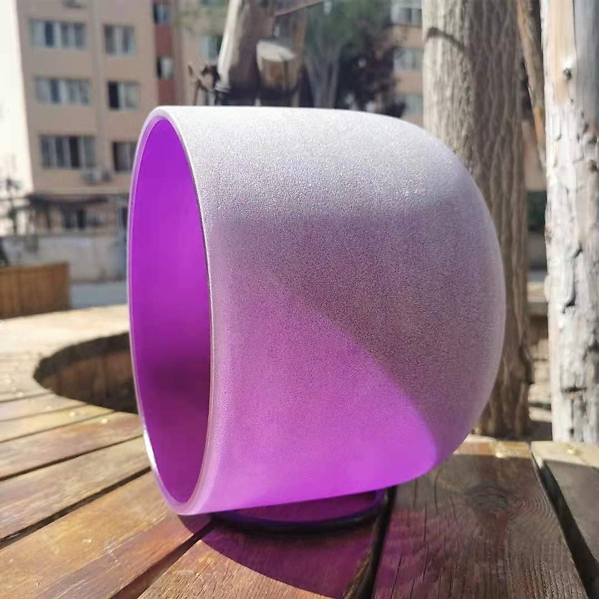 Hye-eun 8 Inch B Note Purple Quartz Crystal Singing Bowl Crown Chakra Sound Healing With Carrying Case for Yoga