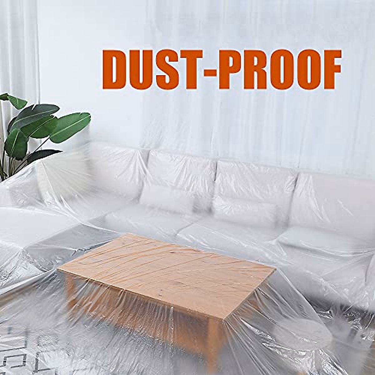 10 Pieces Plastic Drop Sheets for Painting, Waterproof and Dust-Proof Clear Cloth for Furniture Cover, 9x12 Feet Tarps