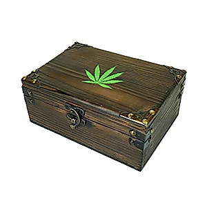 Carina's Collection Solid Stash Woodburned Weed stash Vintage Style Wooden Storage Keepsake Box