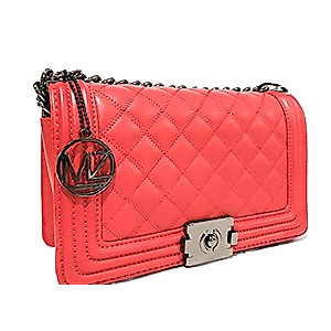 MariaKinz Leather Shoulder/Crossbody Bags and Purse with Convertible Strap (Red Mosaic)
