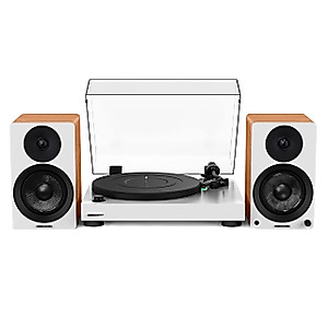 Fluance RT81 Elite High Fidelity Vinyl Turntable (White) with Ai41 Powered 5" Stereo Bookshelf Speakers (Lucky Bamboo), Diamond Stylus, Belt Drive, Built-in Preamp, 90W Class D Amplifier, Bluetooth