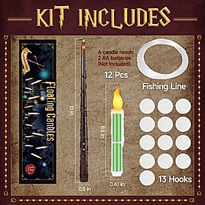 Floating Candles 12 Pcs, Halloween Decorations Candles with Magic Wand Remote Control-Battery Operated Flickering Flameless Candles for Halloween Decor, Chrismas Party, Birthday, Wedding, Church