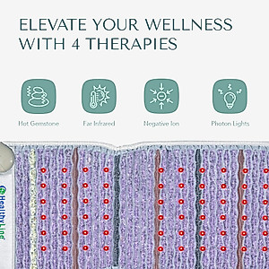 HealthyLine Platinum Mat - Far Infrared Heating Pad for Back Pain - Natural Crystal Gemstones Electric Auto Shut Off Mat - Negative Ions & Rejuvenating Photon Lights - 40" x 18"