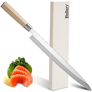 Hollory Sashimi Sushi Knife – 11.5 inch Japanese Yanagiba Slicing knife, Super Sharp Professional High Carbon Stainless Steel Single Bevel Fish Knife with Pakkawood Handle