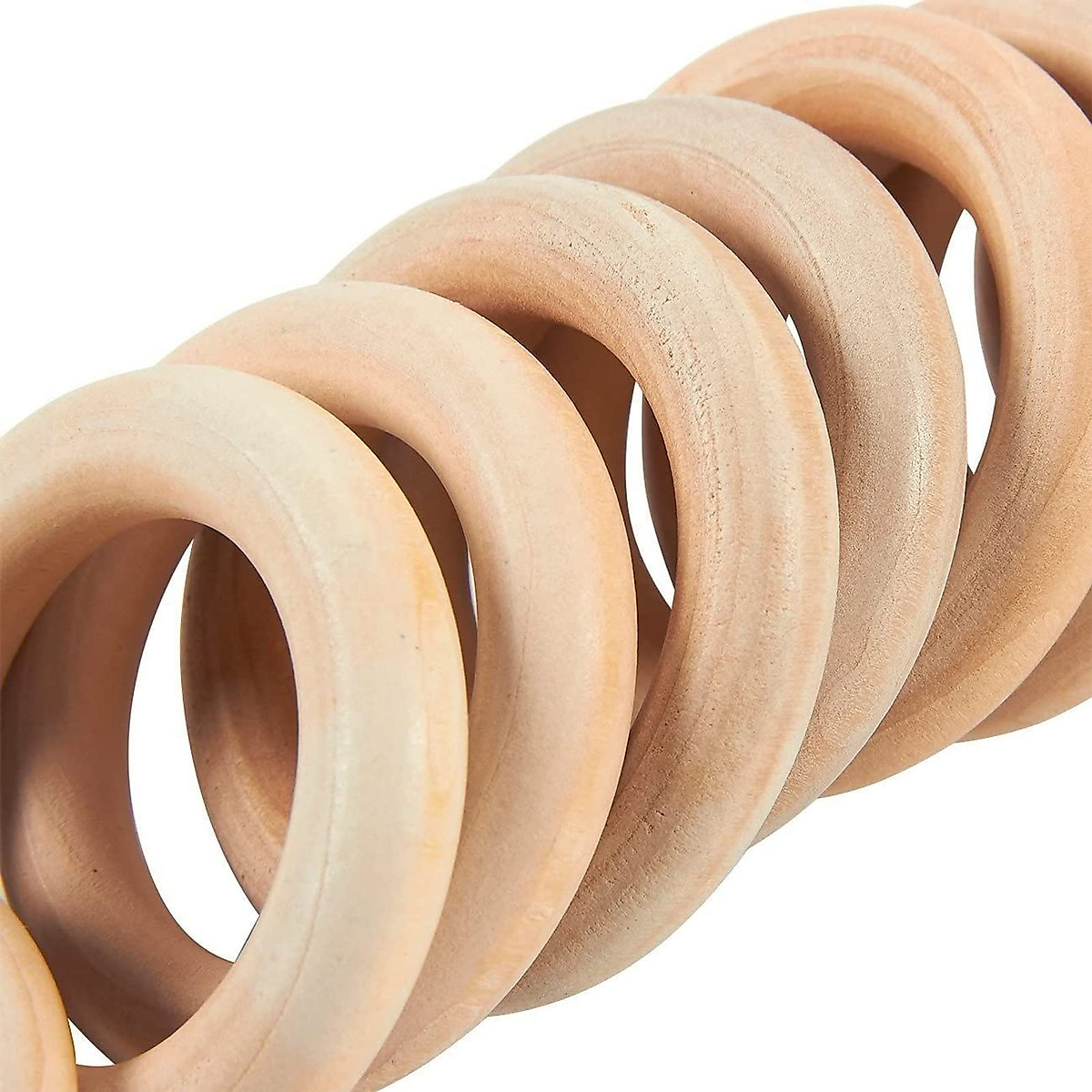 20 Pack Unfinished Natural Wood Rings for Crafts, Macrame Projects, Jewelry Making, DIY Pendant Connectors (2 in)
