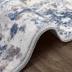 Area Rug Living Room Rugs: 5x7 Indoor Soft Fluffy Rug Abstract Carpet for Bedroom Kitchen Dining Room Floor Washable Plush Throw Large Accent Rug Home Office Nursery Decor - Gray/Blue