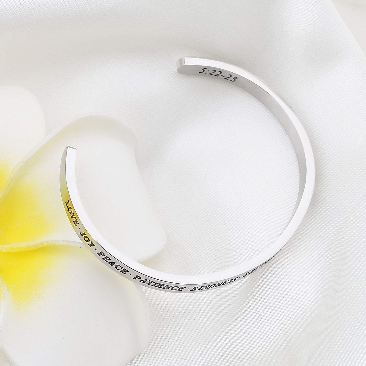 bobauna Christian Bracelet Scripture Bible Verse Gift (love self-control cuff bracelet)