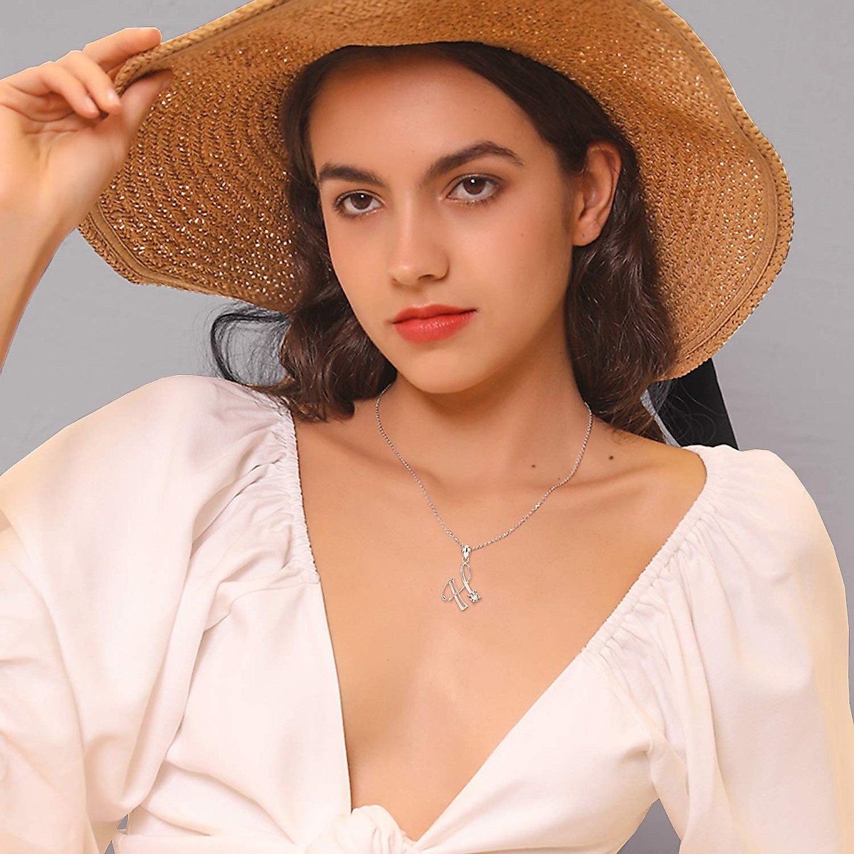 YFN Initial Necklace Sterling Silver Letter A Alphabet Pendant Necklace Jewelry for Women Teen Girls