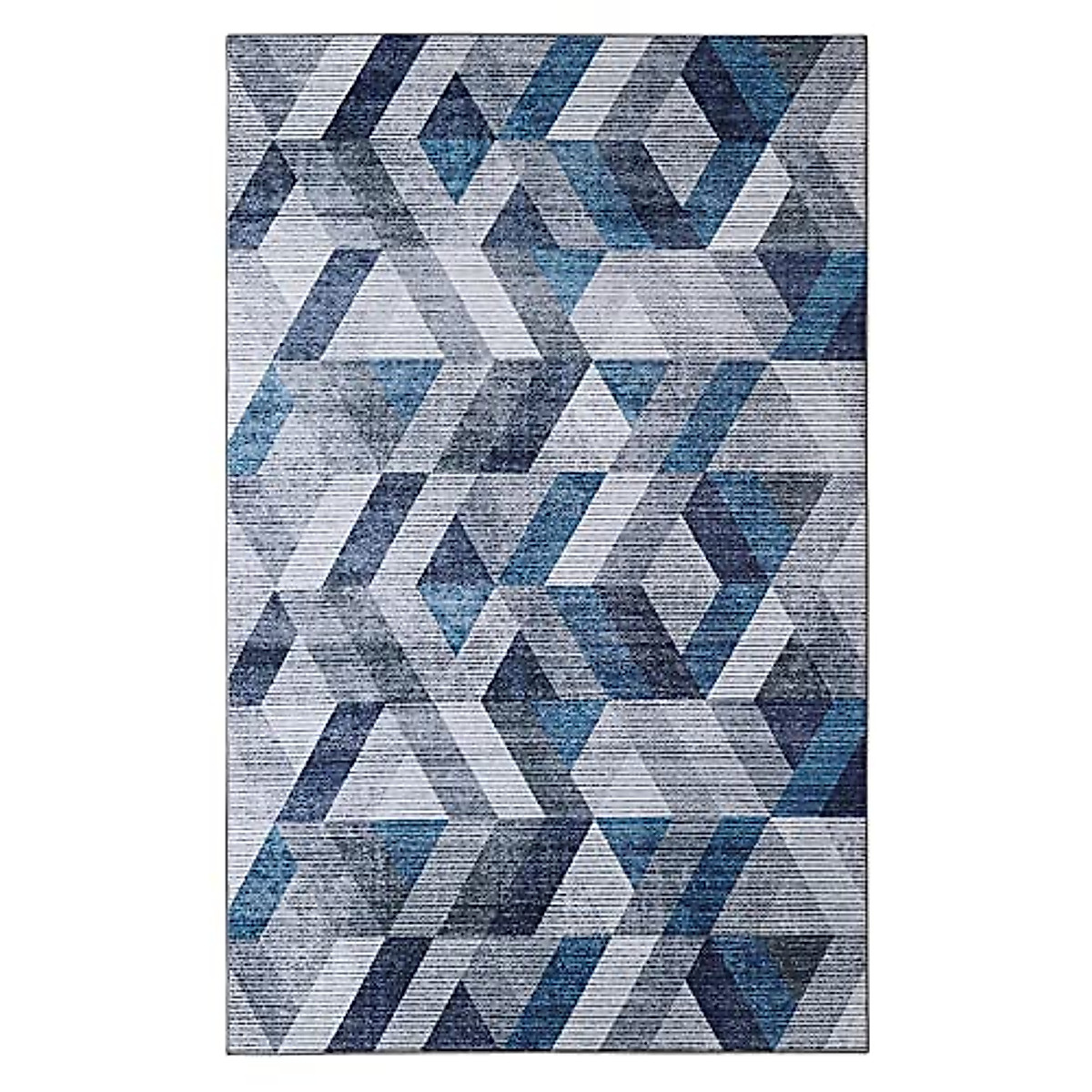Zacoo Abstract Area Rug, Geometric Diamond Lattice Rug Moroccan Modern Area Rug Bedroom Rug Low Pile Small Throw Carpet for Living Room Dining Room Nursery, Navy/Grey, 4 x 6 Feet