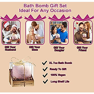 Birthday Gifts for Men, Bath Bombs Gift, Extra Large Sandalwood Handmade Bath Bomb with Shea & Coco Butter Dry Skin Moisturize, Bath and Body Grooming Self Care 7oz Natural Spa Bubble Bath Fizzy