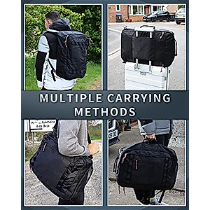 TRAILKICKER 48L Travel Backpack Flight Approved Carry On Backpack Weekender Bag for Men & Women Business Executive Black