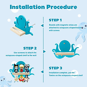 Taladad for Tonie Shelf,Magnetic Wall Shelf for Toniebox Tonie Storage (Octopuses)