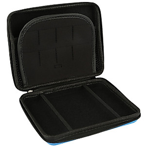 GPCT Nintendo 2DS Hard Shell EVA Carry Case Cover Bag. Protects Against Bumps/Drops/Dust/Dirt/Scratches. Protective Travel Storage Cover Pouch W/ 8 Game Holders, Double Zipper Zip Pocket- Blue