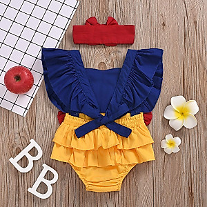 BSongo Newborn Baby Girls Romper Snow White Cosplay Infant Tops and Shorts Summer Clothes (Romper Style #2, 0-6 M)
