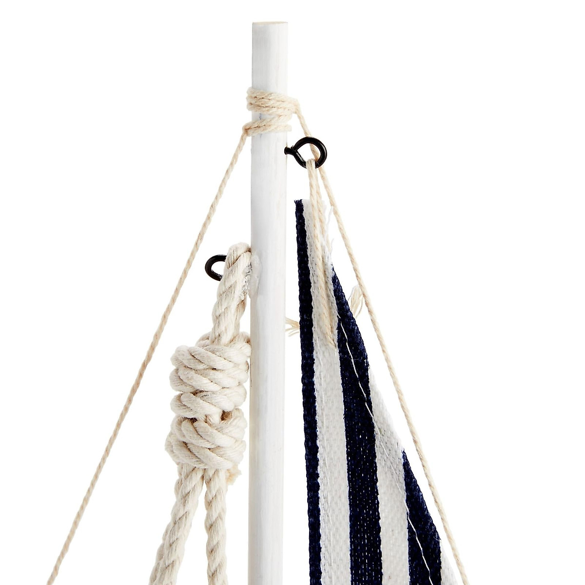 Juvale Sailboat Model Decoration - Wooden Sailing Boat Home Decor Set, Beach Nautical Design, Navy Blue and White with Ship's Wheel, 13 x 15 x 3 Inches
