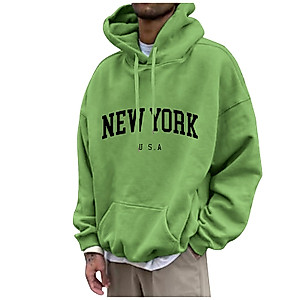 Mens Hoodies, Graphic For Men Techwear Hoodie Hip Hop Long Sleeve Streetwear Unisex Casual Hoodies Colorblock Devil Hoodie Mgk Trendy 2023 Hoodie Essential Hoodie (XL, Green)
