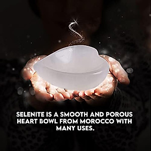 Himalayan Glow Selenite Crystal Heart Shape Bowl 10cm, Reiki Healing Medication & Home Decoration Stone, Ideal for Cleansing and Smudging Plate, White