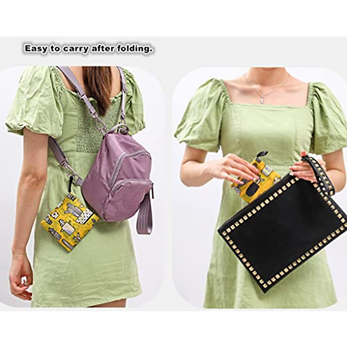 ALIMITOPIA Shopping Bags,Reusable Folding Waterproof Grocery Polyester Bags Totes Foldable Carrier Bags with Self Pouch(4pcs)